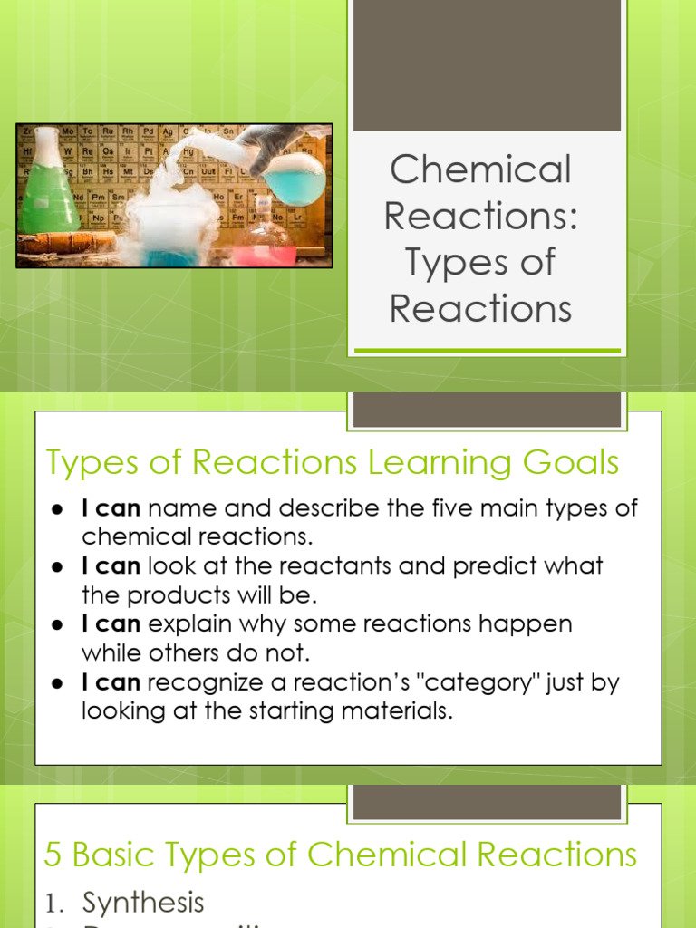 Chemical Reactions - Types | PDF | Chemical Reactions | Solubility