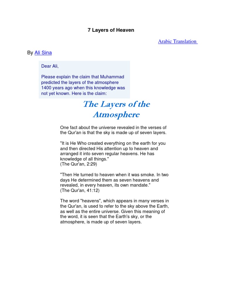 7 Layers of Heaven | PDF | Heaven | Hadith