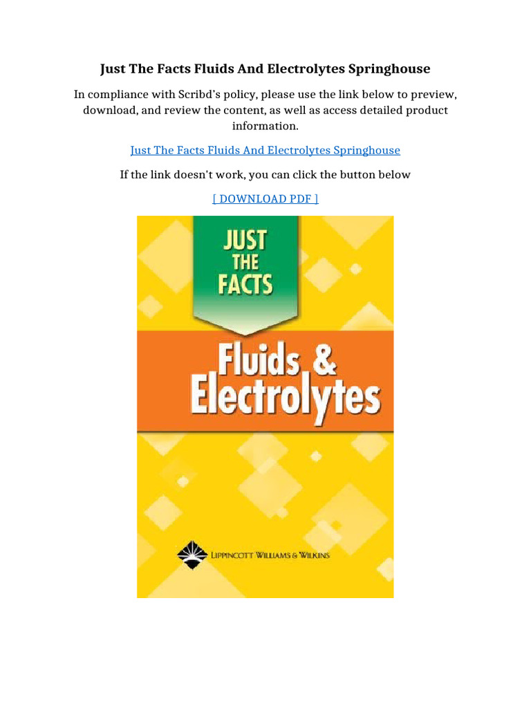 Just The Facts Fluids and Electrolytes Springhouse Download Full ...