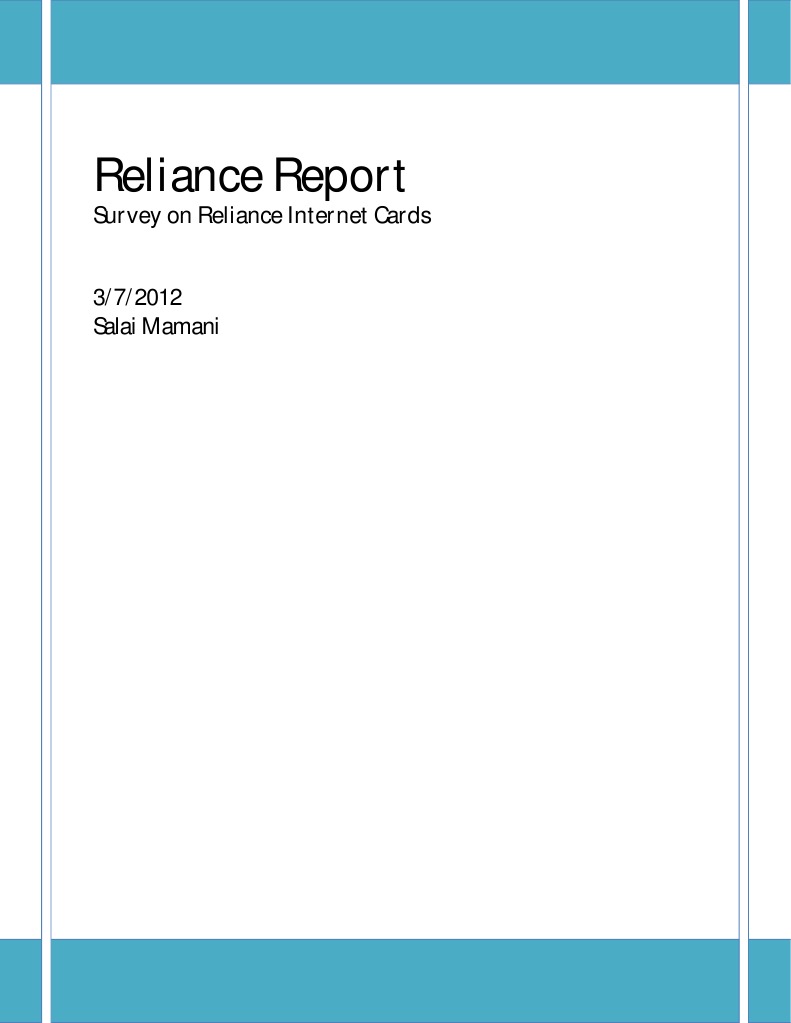 Reliance Report: Survey On Reliance Internet Cards | PDF | Survey ...