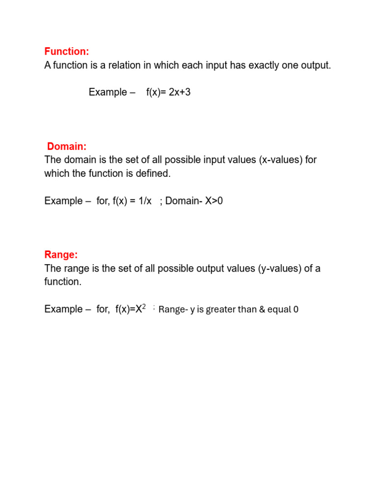 Function,,, Domain... Range | PDF
