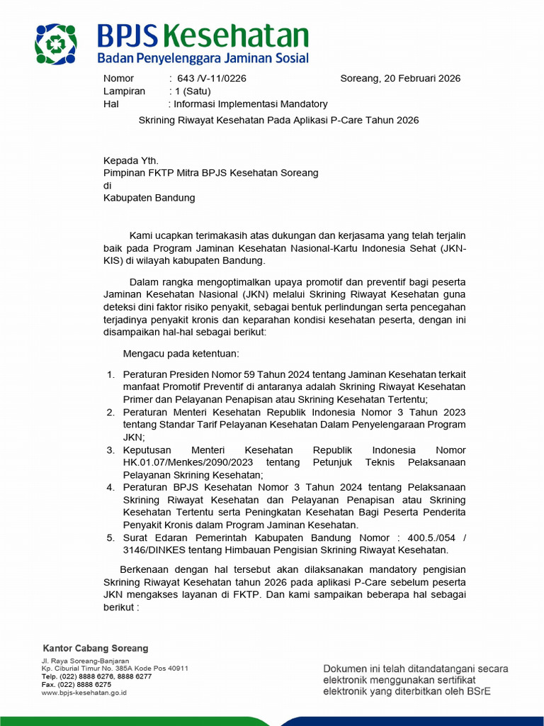 643 Surat Implementasi Mandatory SRK 2026 Pada Aplikasi PCar Nett | PDF