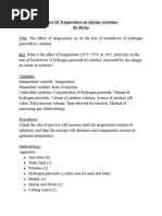 Temperature's Effect on Catalase Activity | PDF | Enzyme | Catalase