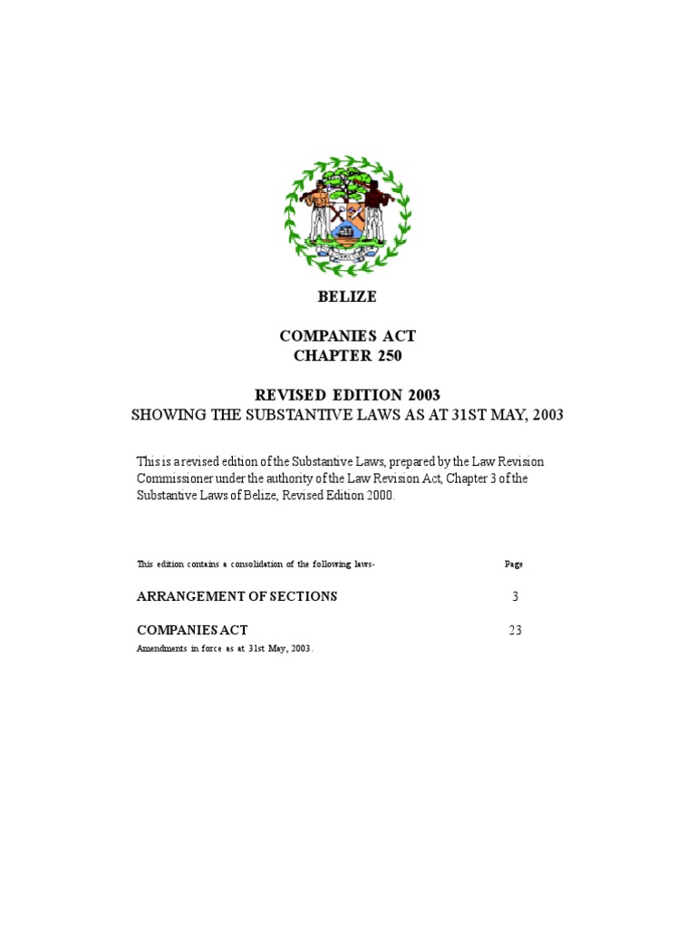 Belize Companies Act | PDF | Liquidation | Common Law
