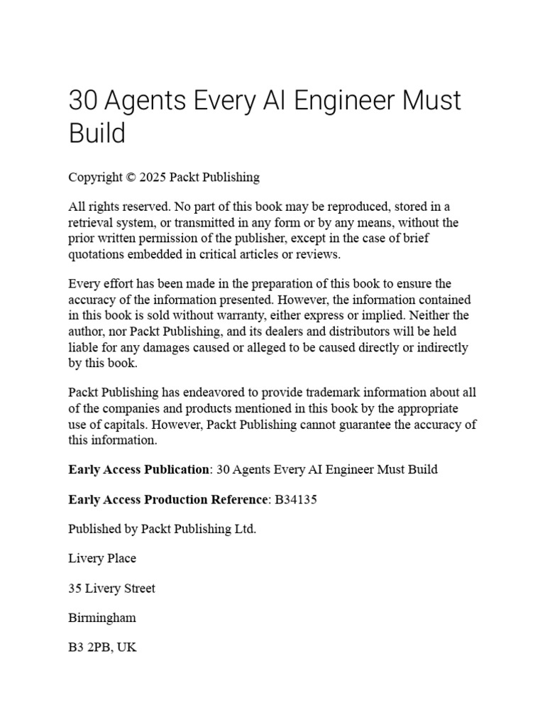 30 Agents Every AI Engineer Must Build-9781806109012 | PDF | Cognition ...