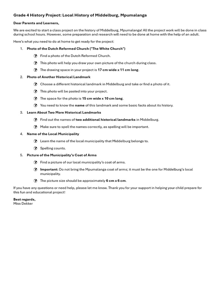Grade 4 History Project Homework Research Instructions | PDF