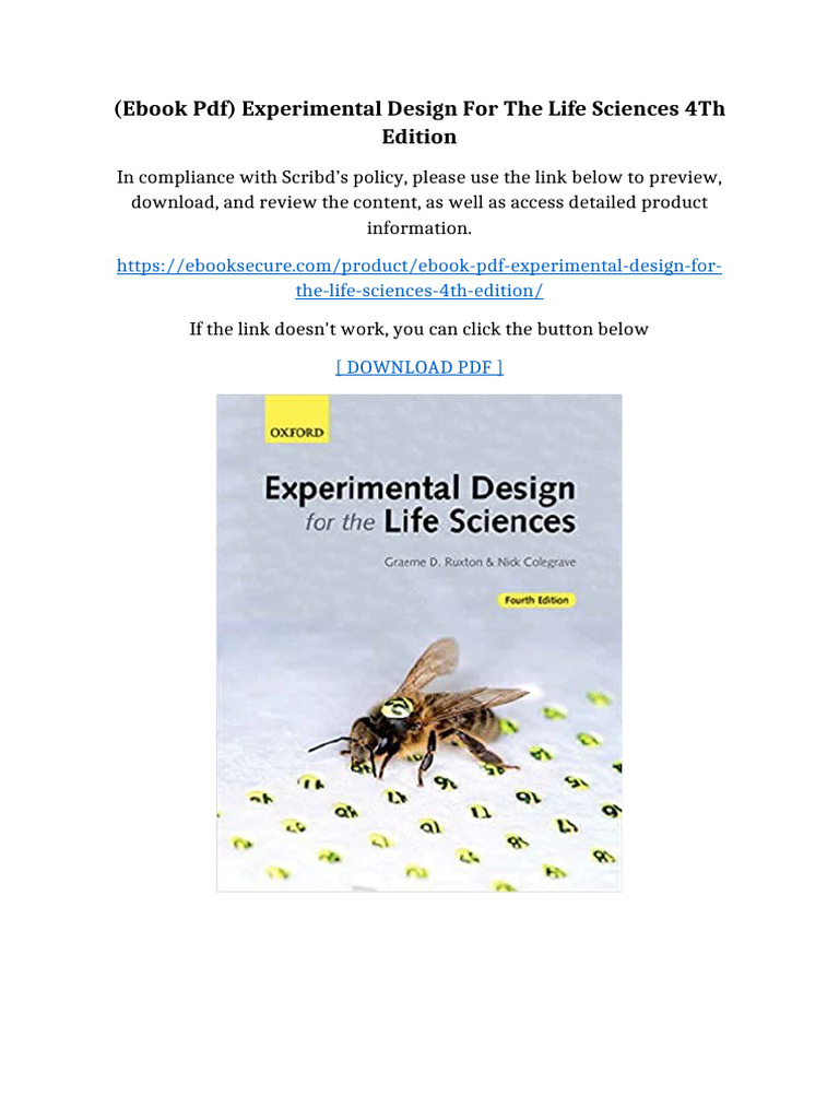 (Ebook PDF) Experimental Design For The Life Sciences 4th Edition | PDF ...
