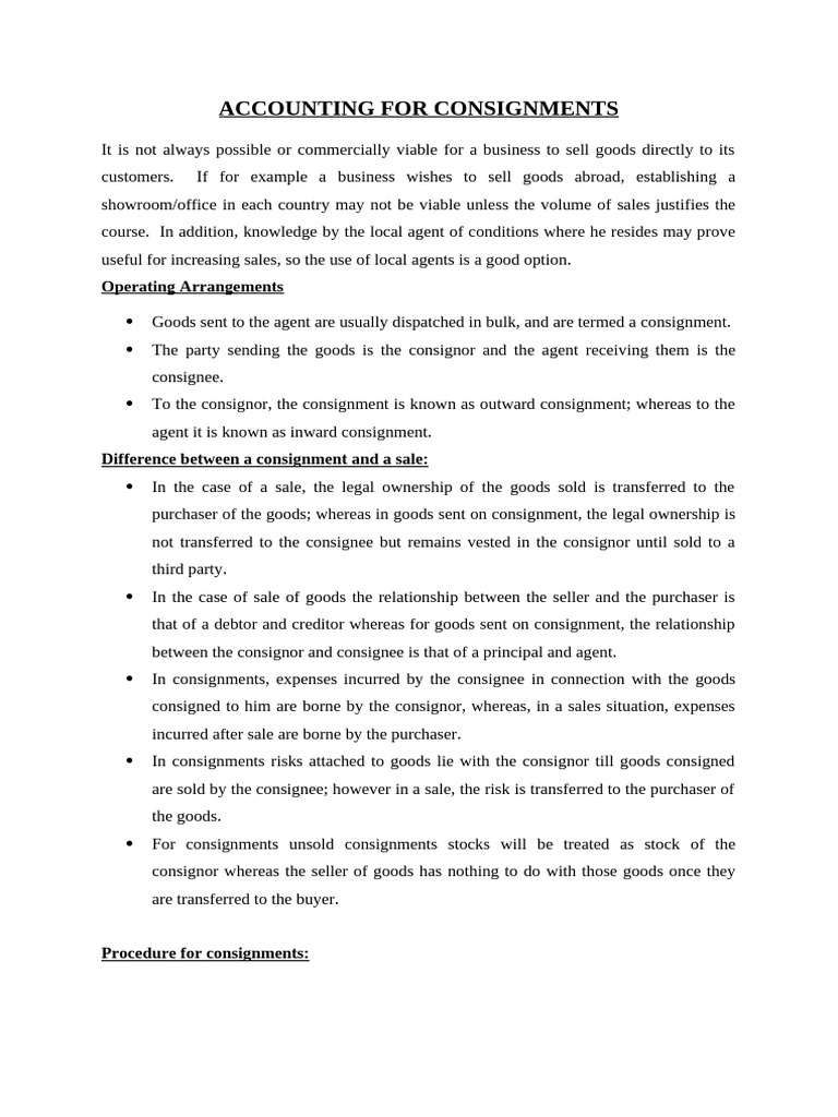 Lesson 7 Accounting For Consignments | PDF
