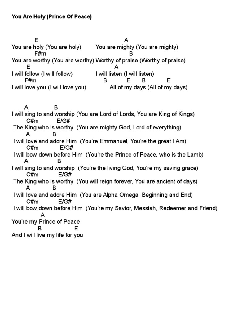 You Are Holy (Prince of Peace) | PDF | Lamb Of God | Mercy