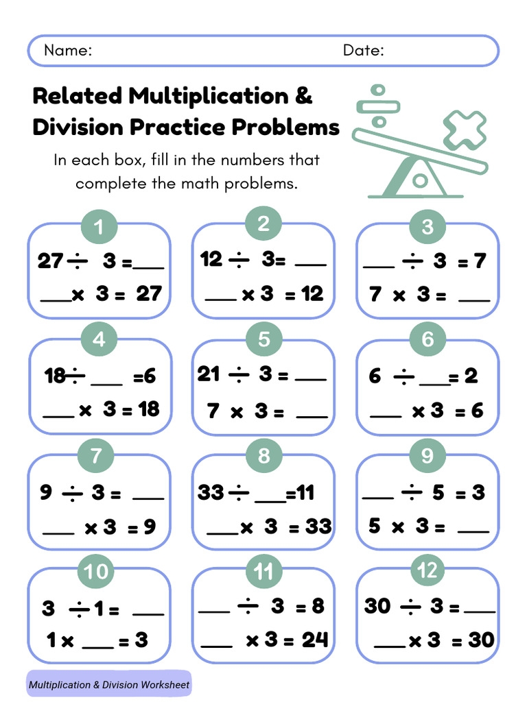 Multiplication & Division Worksheet | PDF