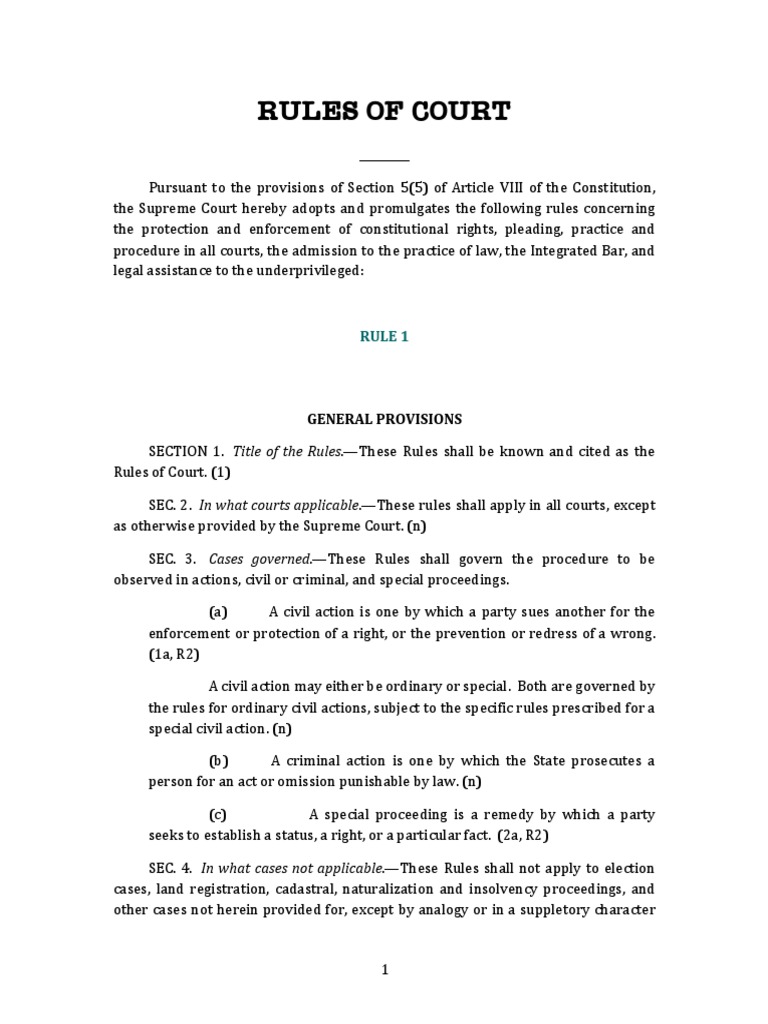 Court Rules for Civil Actions | PDF | Pleading | Complaint