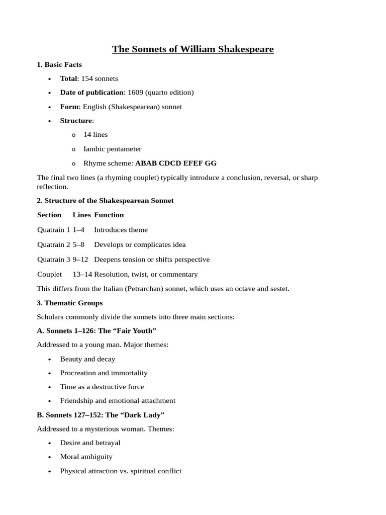 The Sonnets of William Shakespeare | PDF | Shakespeare's Sonnets | Sonnets