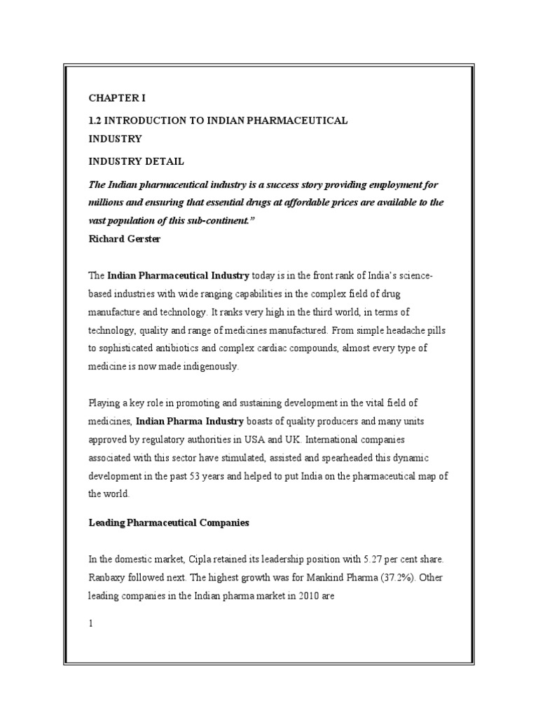 The Growth of the Indian Pharmaceutical Industry: An Overview of the ...