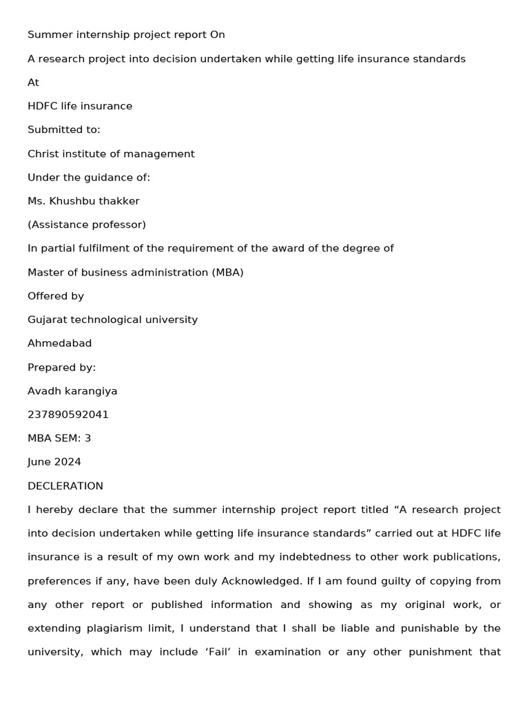 Avadh Report Converted Unicode | PDF | Insurance | Life Insurance