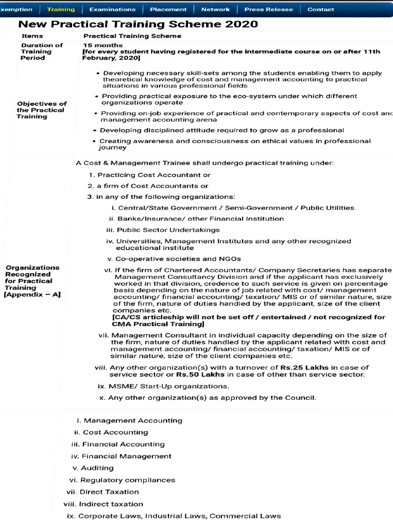 Practical Training Norms | PDF | Accountant | Management Accounting