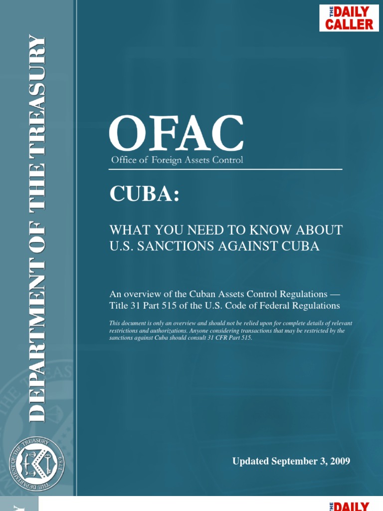 OFAC - Treasury - Cuba Sanctions | Office Of Foreign Assets Control ...
