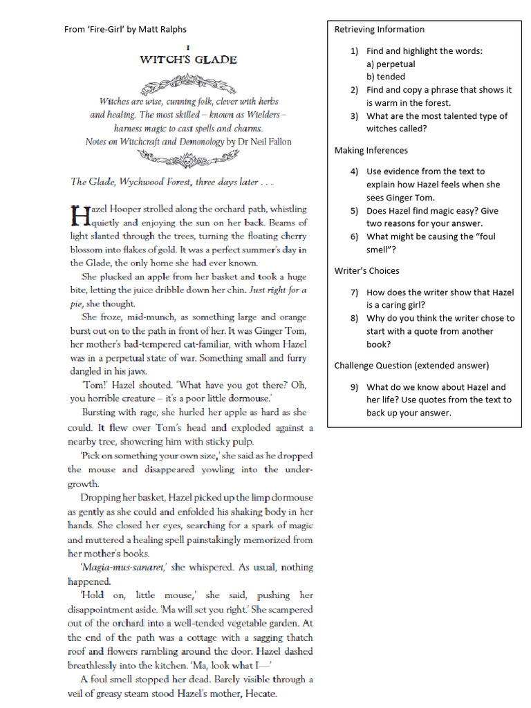 Lesson 09 - English - Comprehension Fire-Girl | PDF
