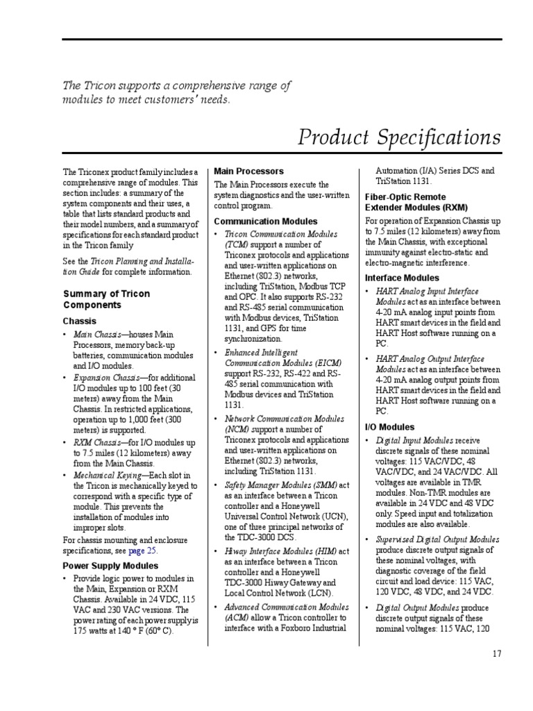 Comprehensive Overview of the Tricon Programmable Logic Controller ...