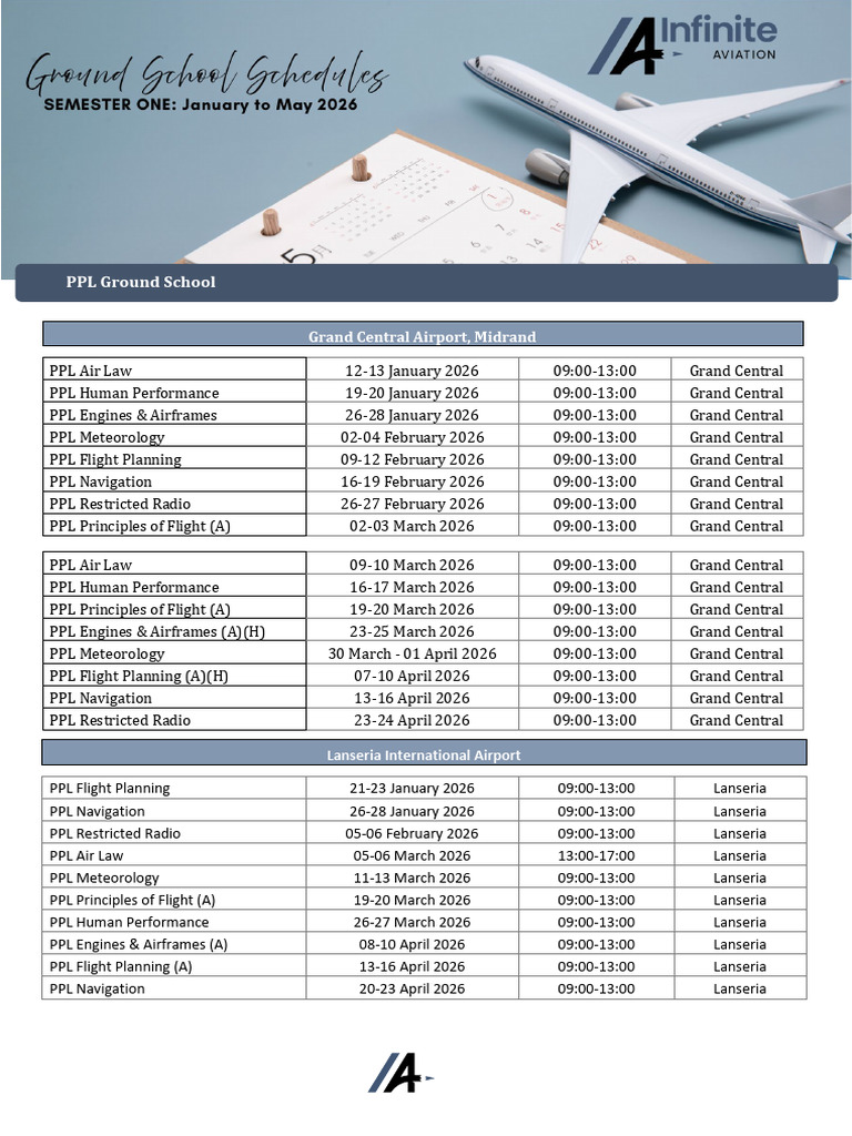 Infinite Aviation 2026 S1 Schedules - 260129 | PDF | Professional ...