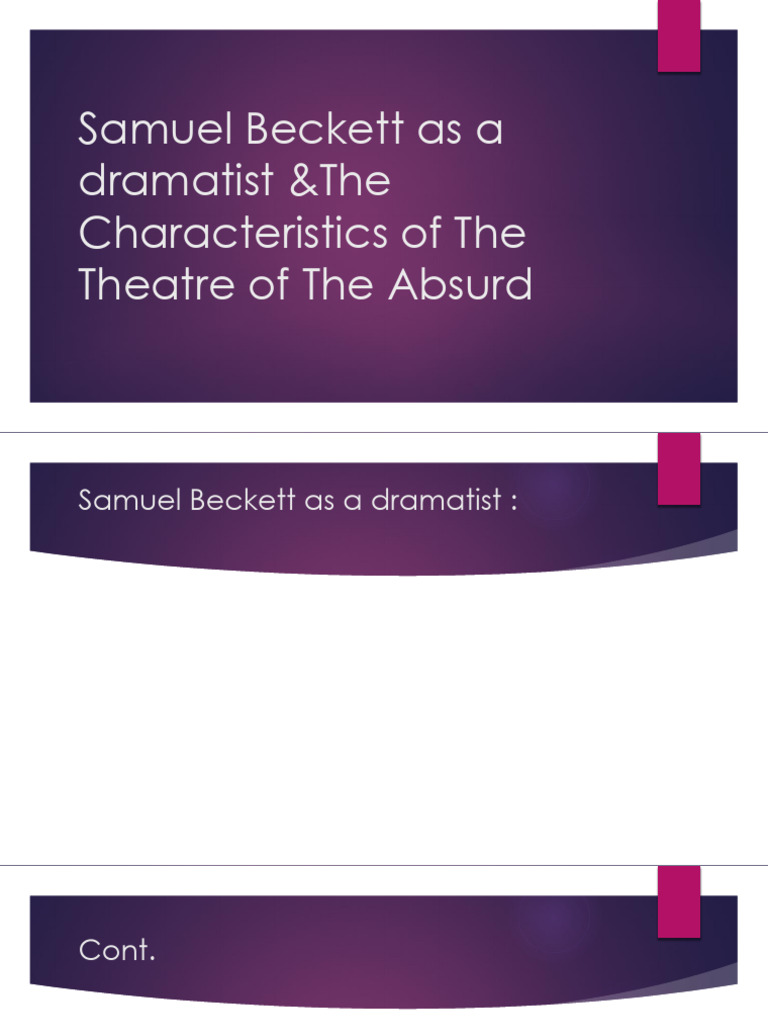 Samuel Beckett as a dramatist The Characteristics of the theatre of the ...