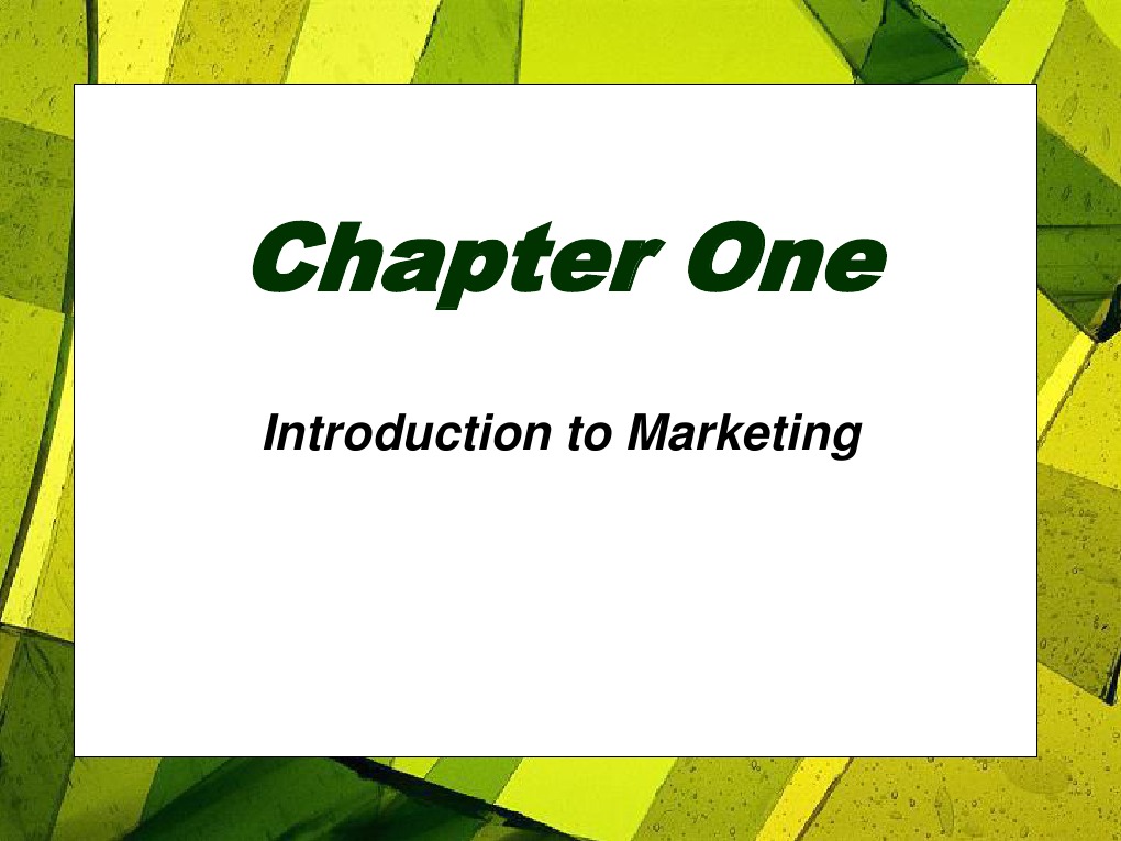 Chapter One: Introduction To Marketing | PDF | Marketing | Sales