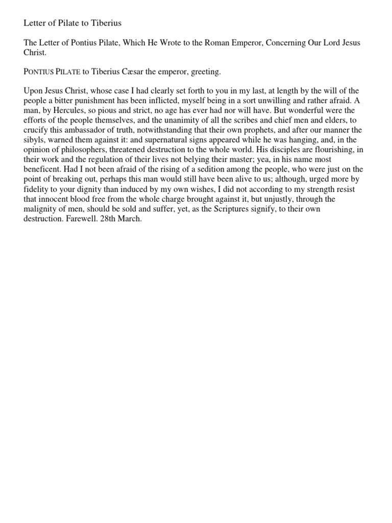 Letter of Pilate To Tiberius | PDF | Religion & Spirituality