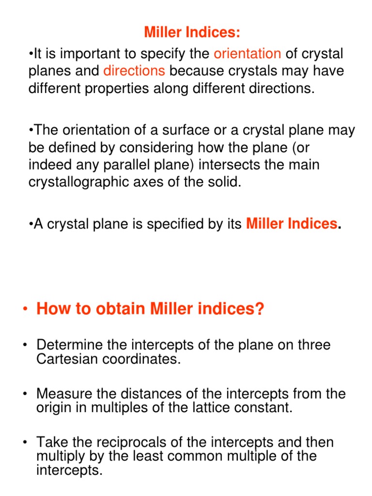 Miller Indices 1 | PDF | Crystal Structure | Cartesian Coordinate System