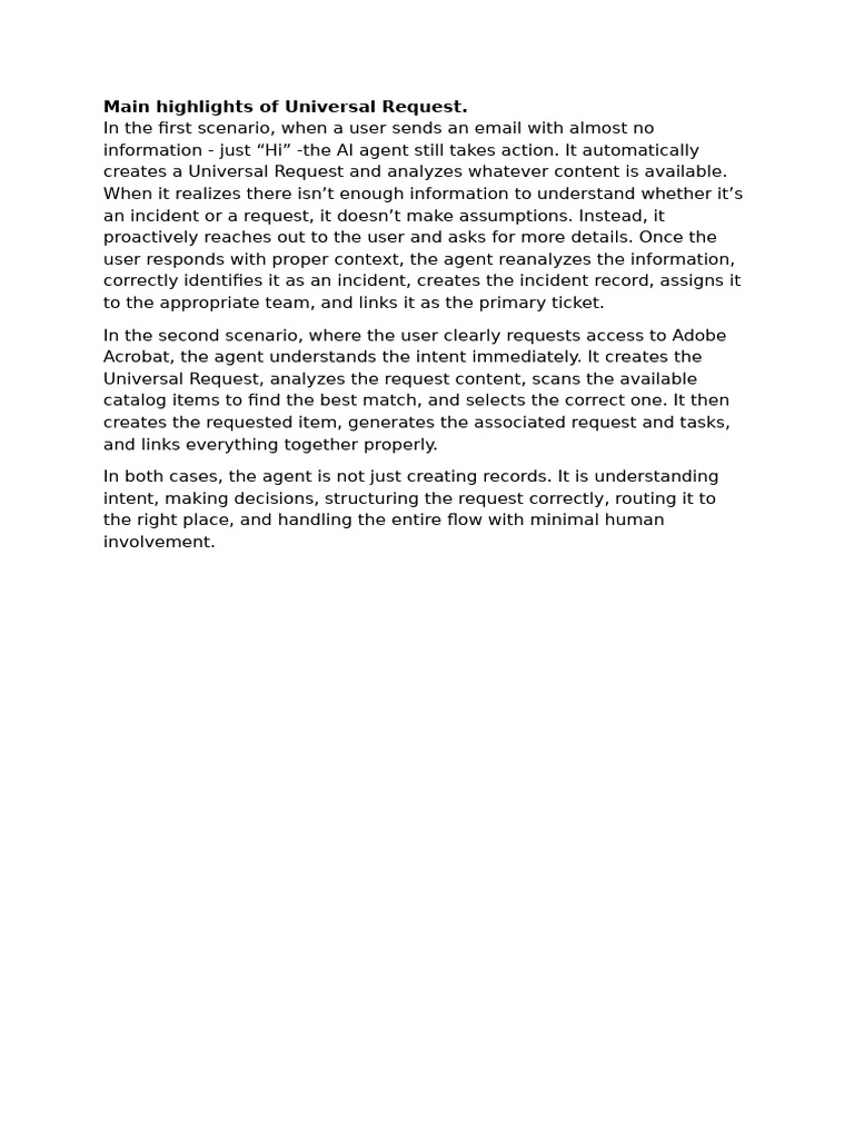 Main Highlights of Universal Request | PDF