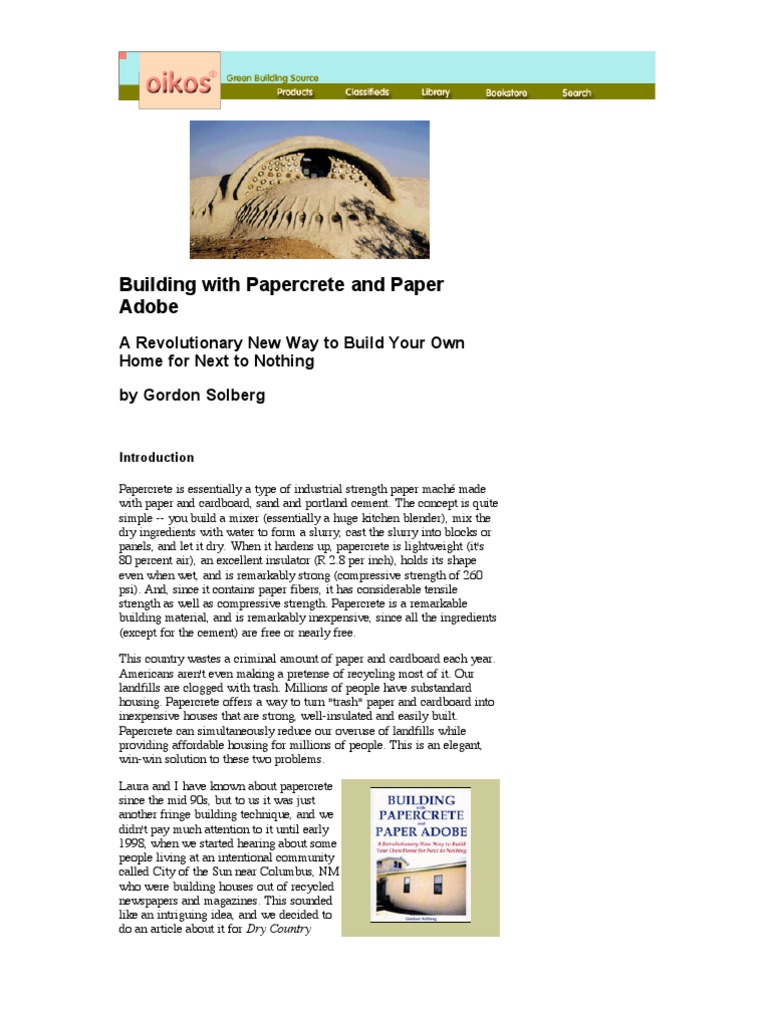 Building With Papercrete | PDF | Engineering | Industries
