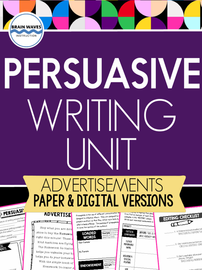1 - Persuasive Writing Unit - Writing Ads - Graphic Organizers (W ...