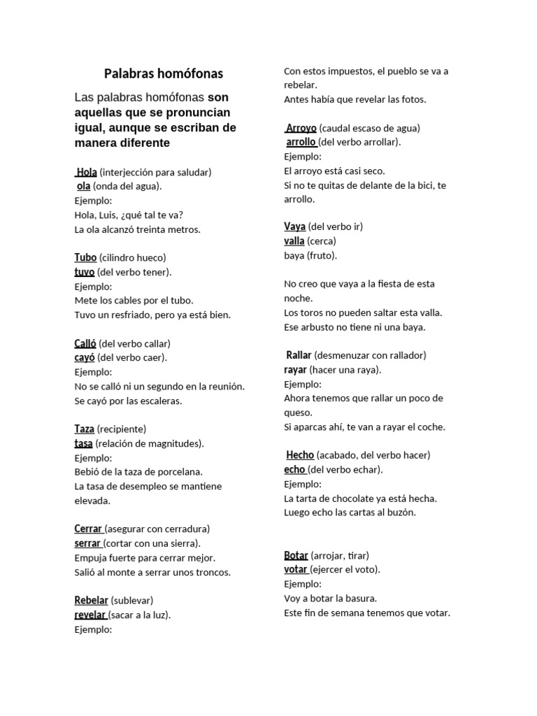 Palabras Homofonas | PDF