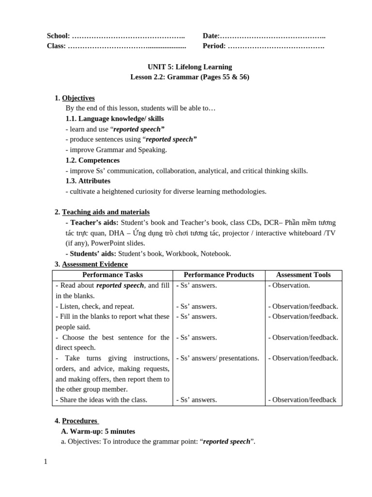 Unit 5 - Lesson 2.2 - Grammar - Pages 55 & 56 | PDF | Communication ...