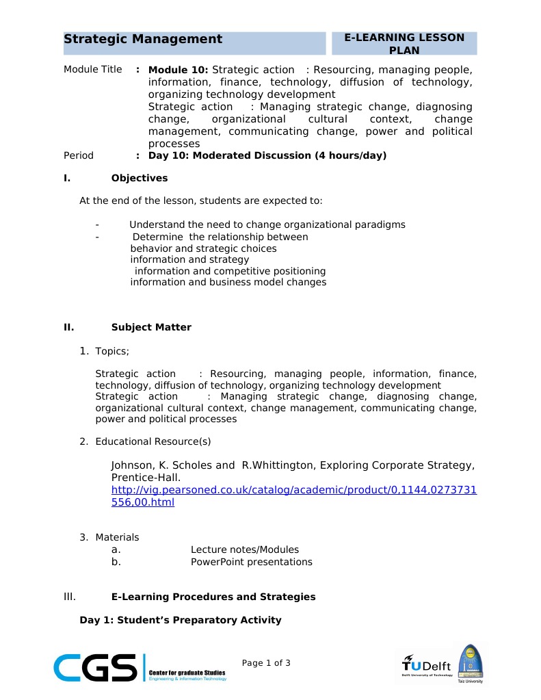 Strategic Management Lesson 10 | PDF | Strategic Management ...