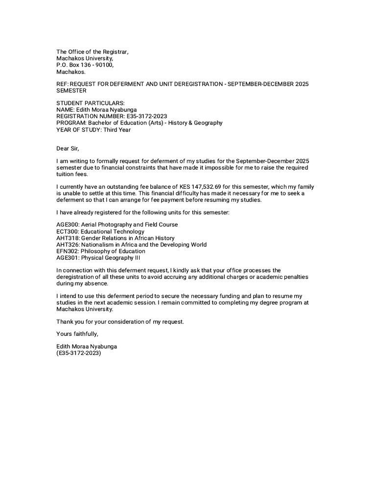 Deferment Letter | PDF