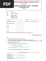 Chithambara Maths Challenge Year 1 Exam | PDF | Teaching Mathematics