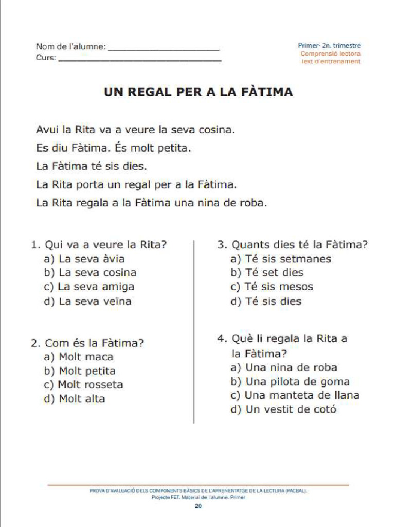Comprensió-Lectora (2) - 5 | PDF