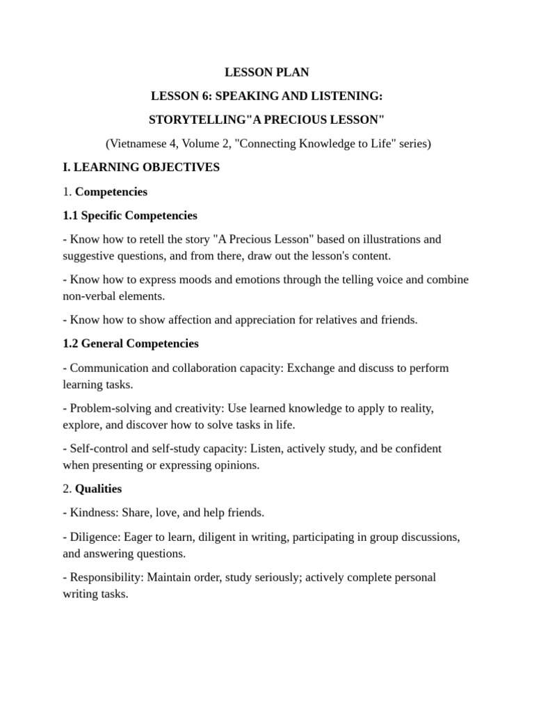 Lesson Plan | PDF | Storytelling | Procedural Knowledge