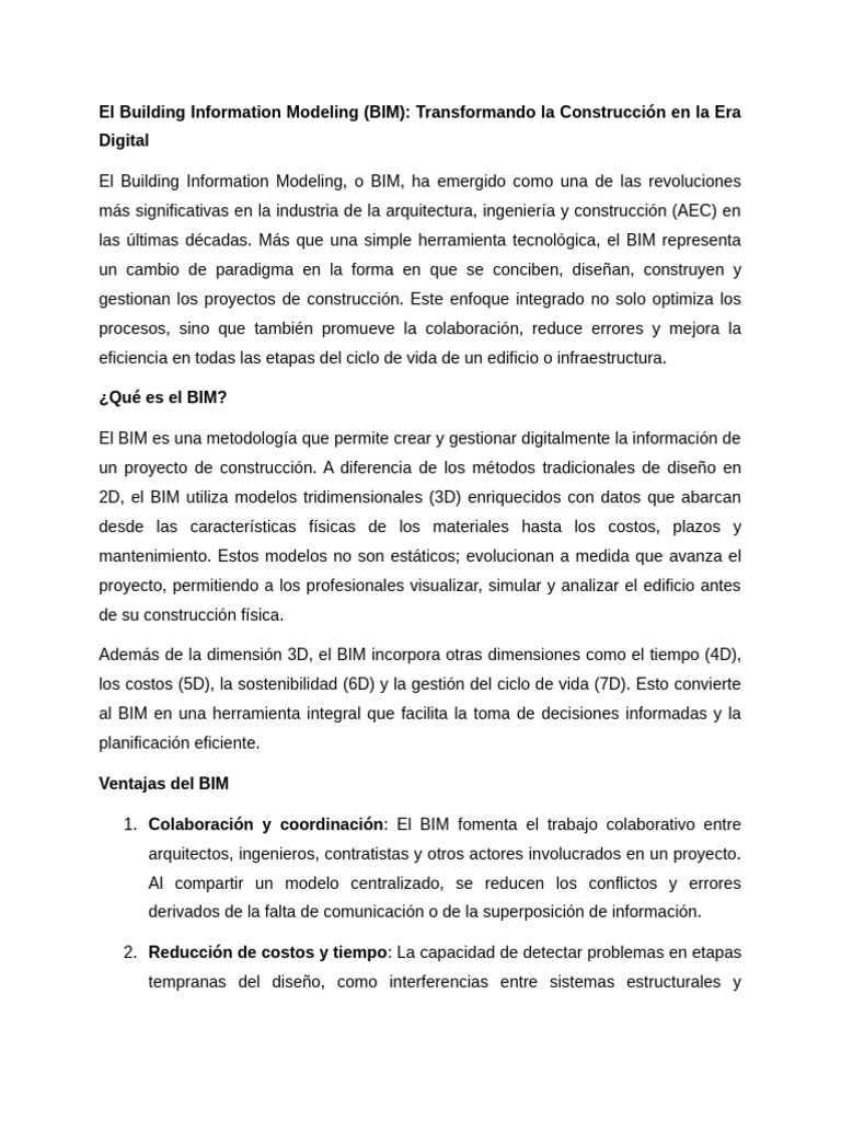 El Building Information Modeling | PDF | Modelado de información de ...