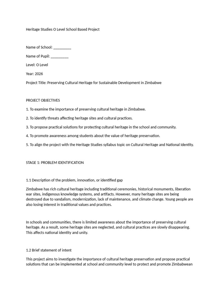 Heritage o Level Project | PDF | Cultural Heritage | Museum