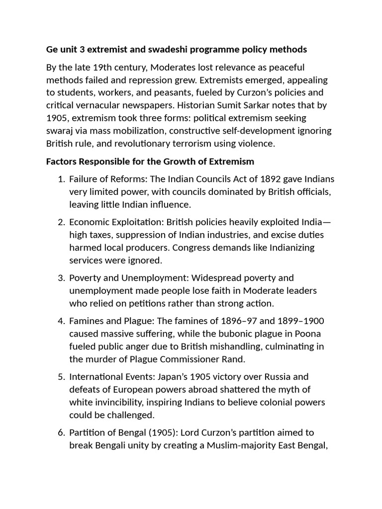 Ge Unit 3 Extremist | PDF | Indian Independence Movement | Indian ...