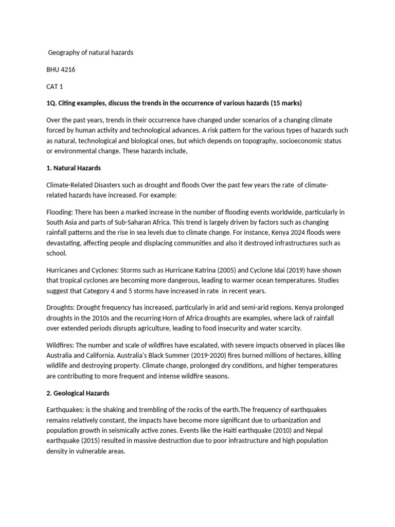 Geography of Natural Hazards | PDF | Hazards | Natural Disasters