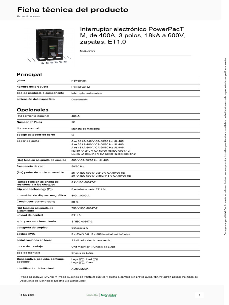 MGL 36400 | PDF | Electricidad | Electromagnetismo