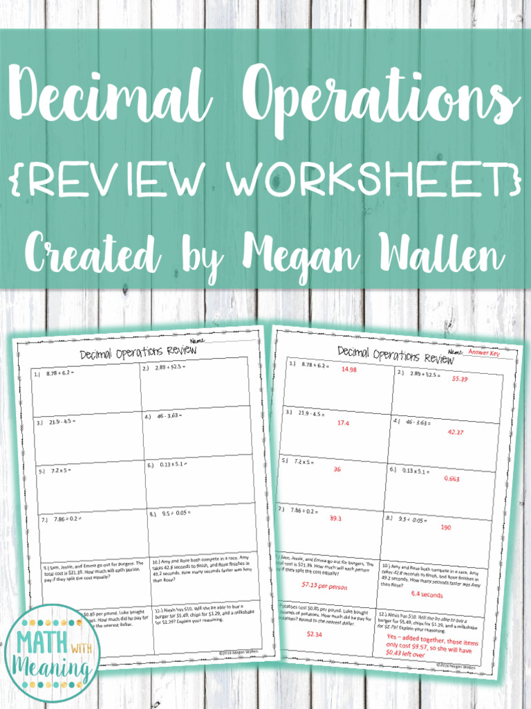 (Review Worksheet) : Ecimal Operations | PDF | License | Chess Theory