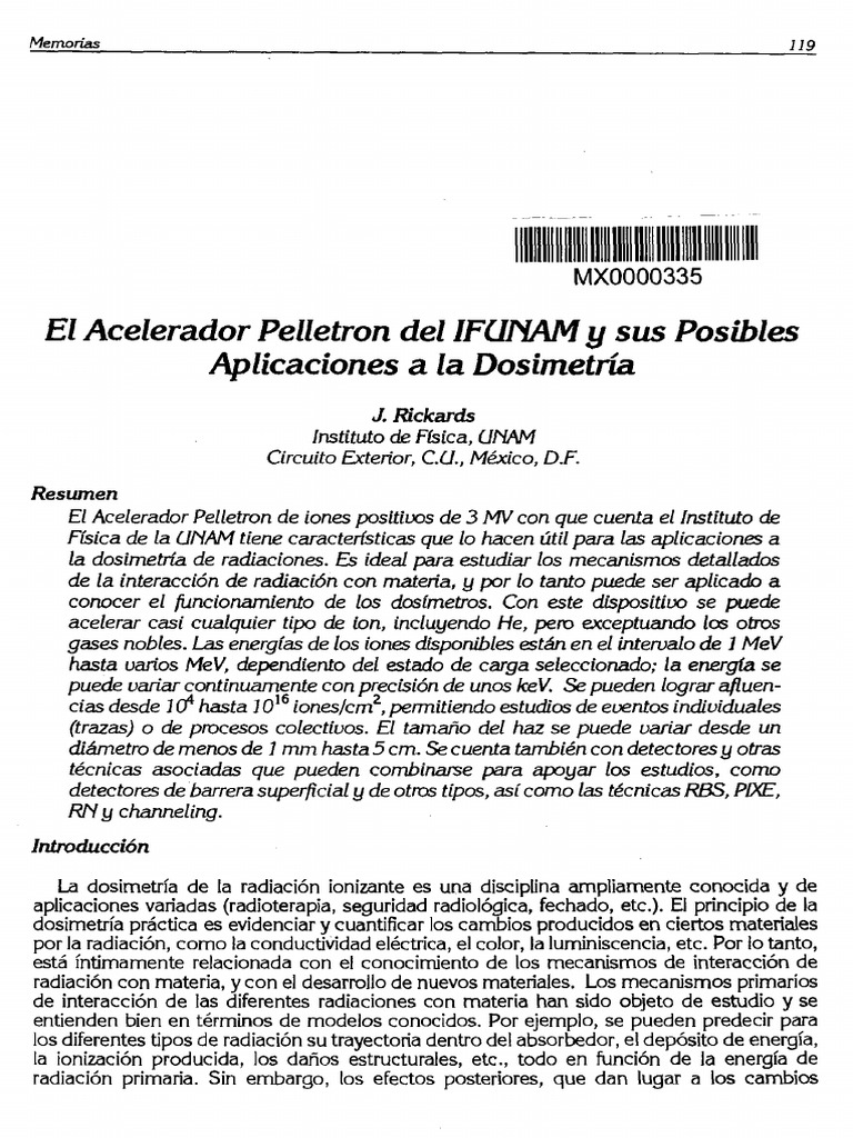 El Acelerador Pelletron Del Ifünamy Sus Posibles Aplicaciones A La ...