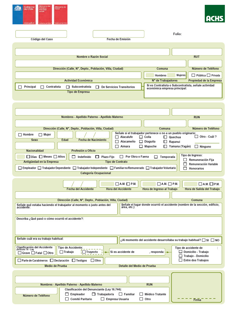 ACHS Formulario+DIAT | PDF