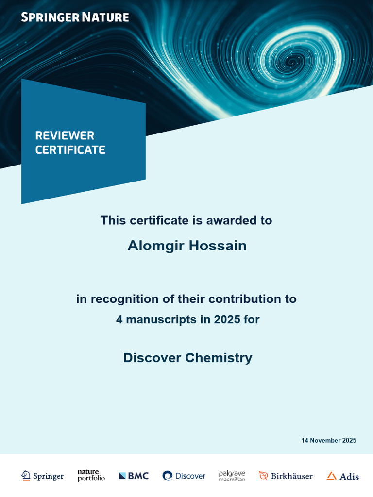 Reviewer Certificate 14 November 2025 | PDF