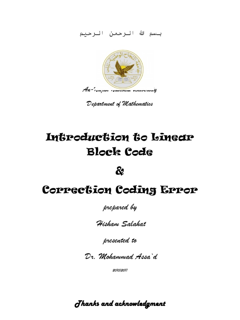 An Introduction To Linear Block Code and Correction Coding Error | PDF | Group (Mathematics ...