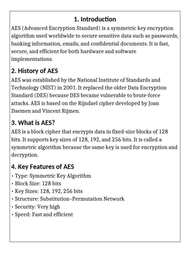 Advanced Encryption Standard AES Explained Report | PDF | Encryption ...