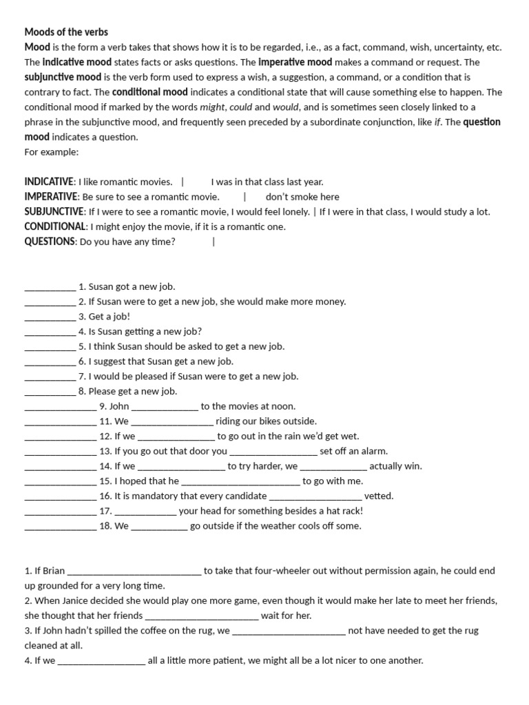 Moods of the Verbs | PDF | Syntactic Relationships | Linguistic Typology