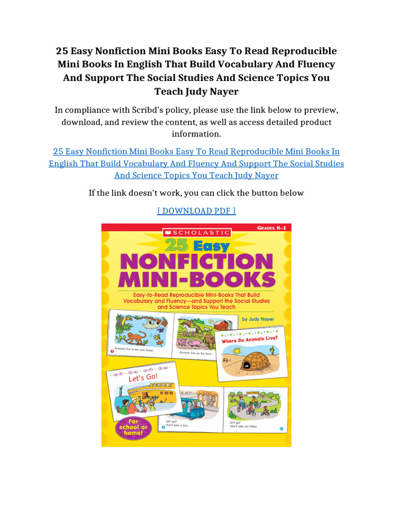 25 Easy Nonfiction Mini Books Easy to Read Reproducible Mini Books in ...